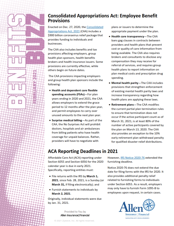Benefits Buzz from Allen Insurance and Financial - February 2021 ...